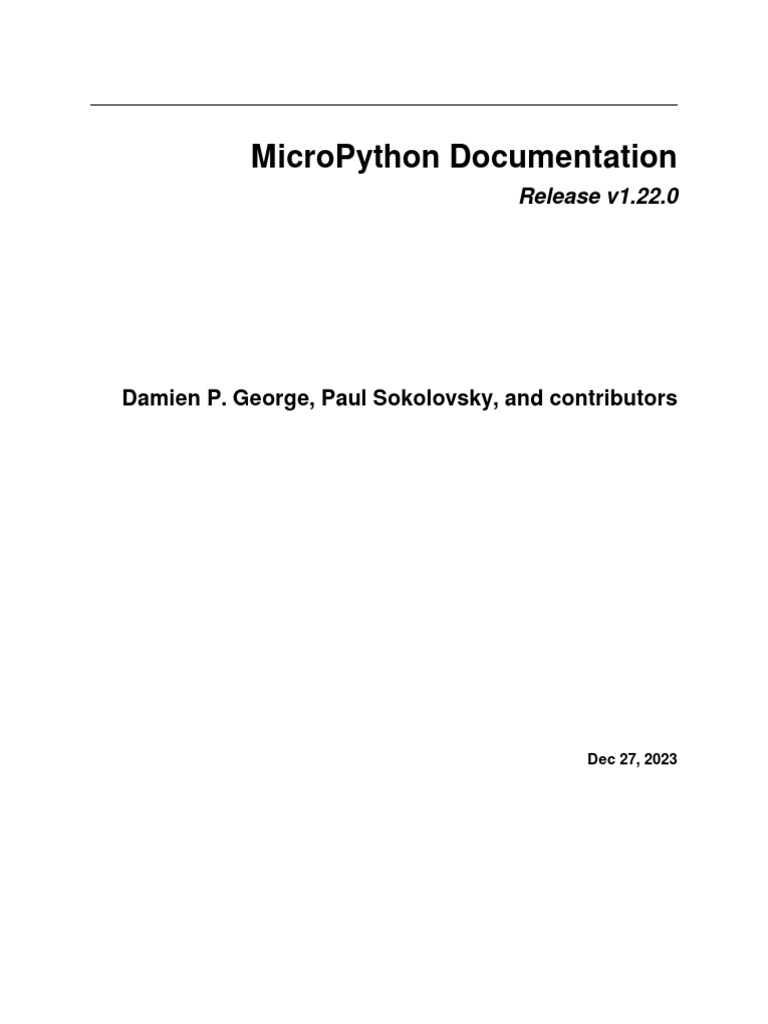 Micropython Docs | PDF | Computer Programming | Computing