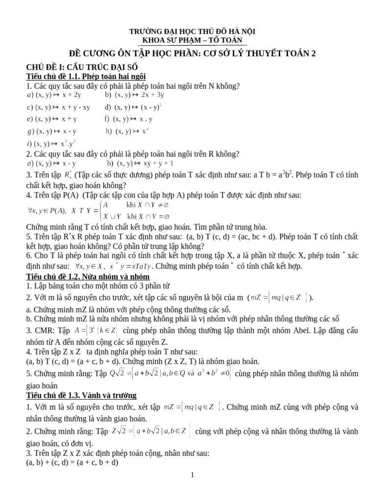 ĐỀ CƯƠNG ÔN TẬP CSLT Toán 2 (ĐH) - final | PDF