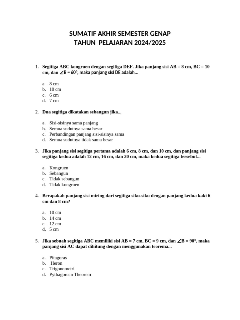 Sumatif Akhir Semester Genap | PDF
