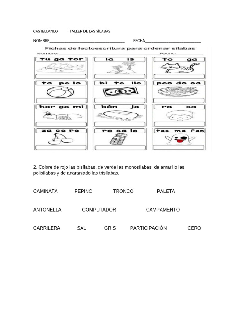TALLER DE SÍLABAS | PDF