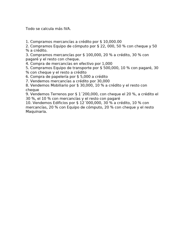 Cálculos de Compras y Ventas con IVA | PDF