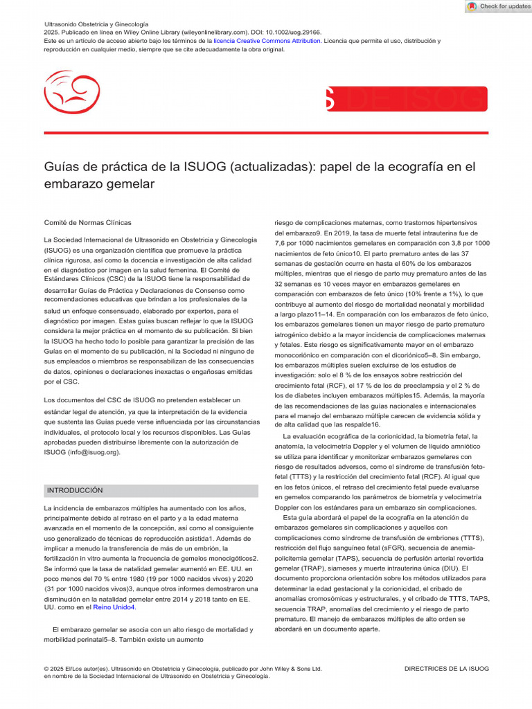 9 Guías de Práctica de La ISUOG (Actualizadas) Papel de La Ecografía en ...