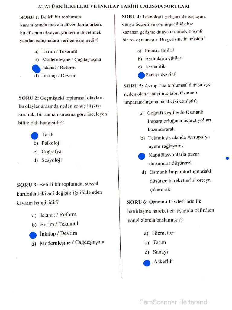 İNKILAP SORULARI | PDF