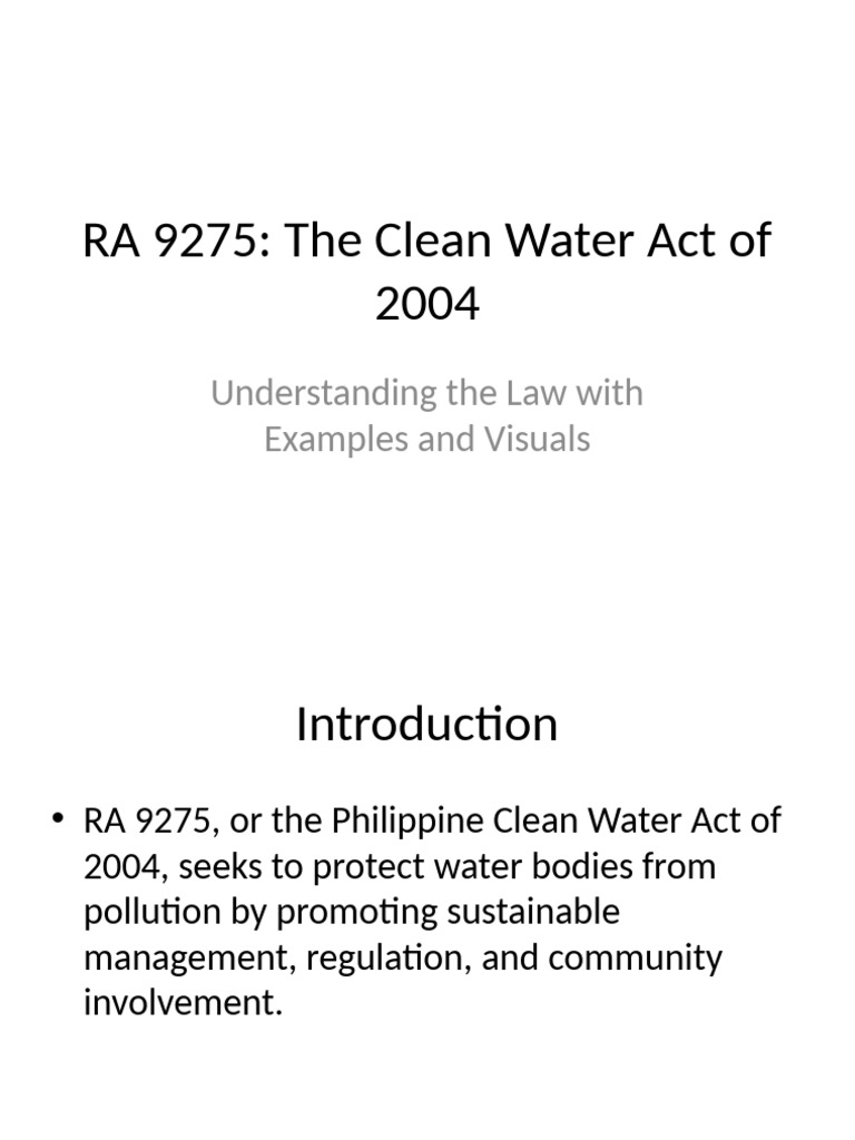 RA 9275 Clean Water Act With Examples | PDF