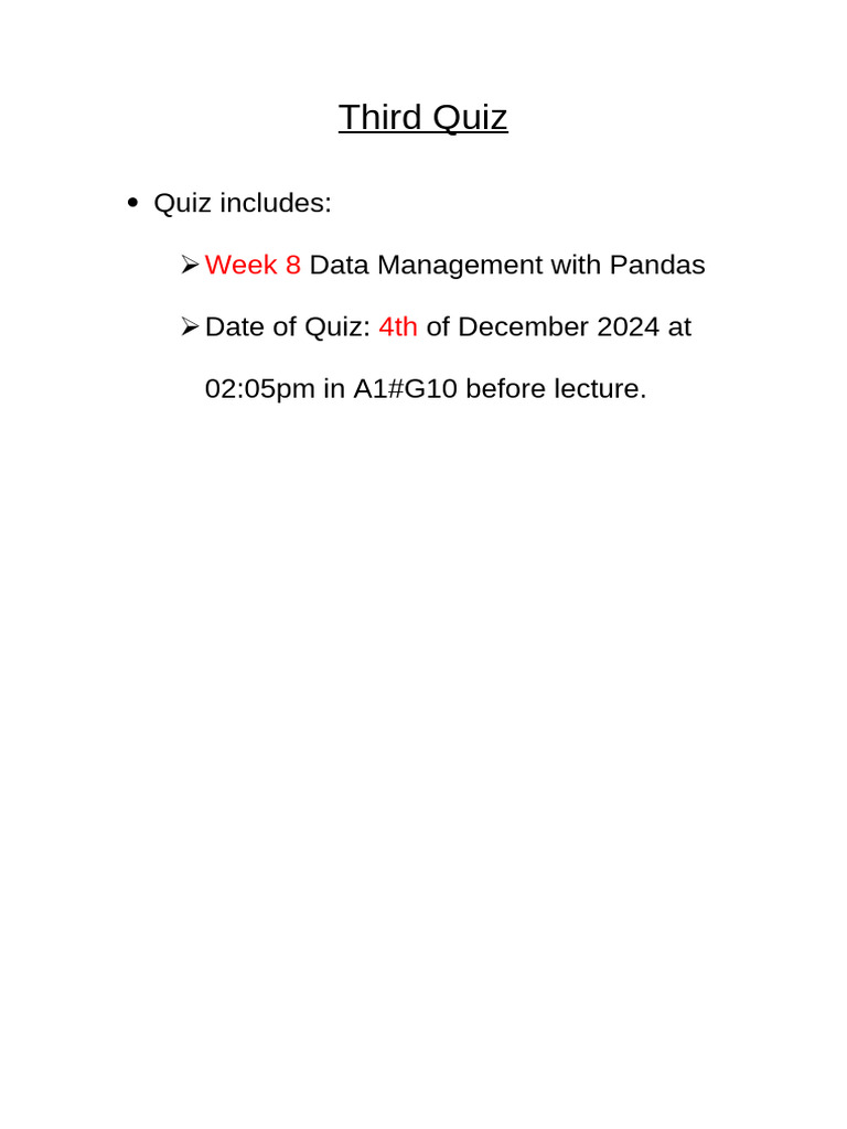 Week 8 Pandas Quiz Details | PDF