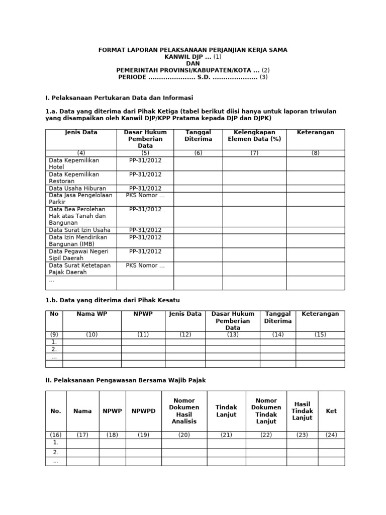 LAMPIRAN 2 Form Laporan Triwulanan PKS | PDF