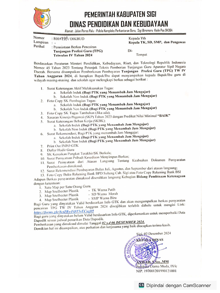 PEMBERKASAN TPG TW IV | PDF