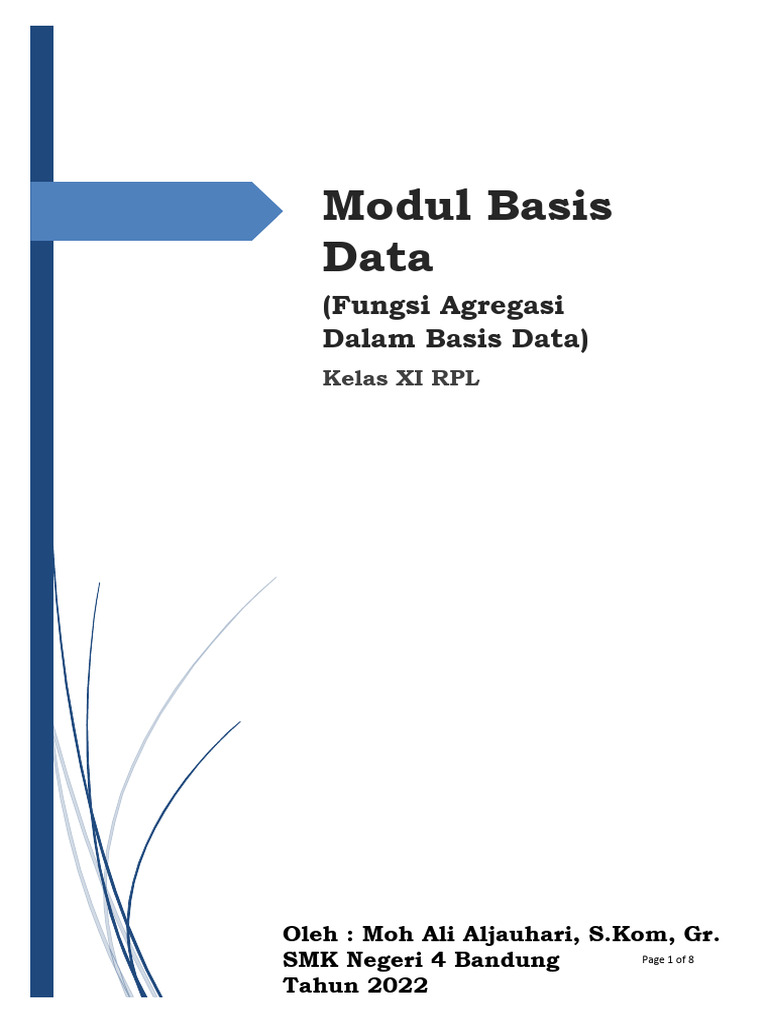 MODUL BASIS DATA XI - SQL Fungsi Agregasi | PDF