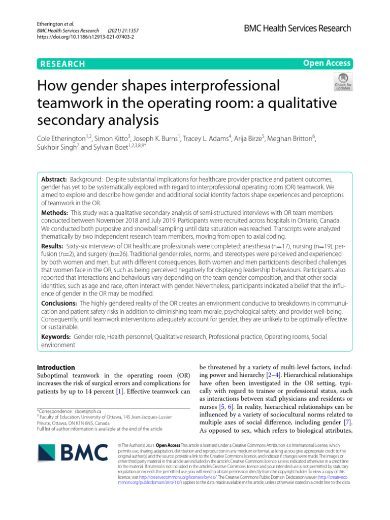 How Gender Shapes Interprofessional | PDF | Qualitative Research | Gender