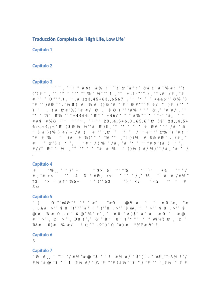 High Life Low Life Full Chapter Translation | PDF