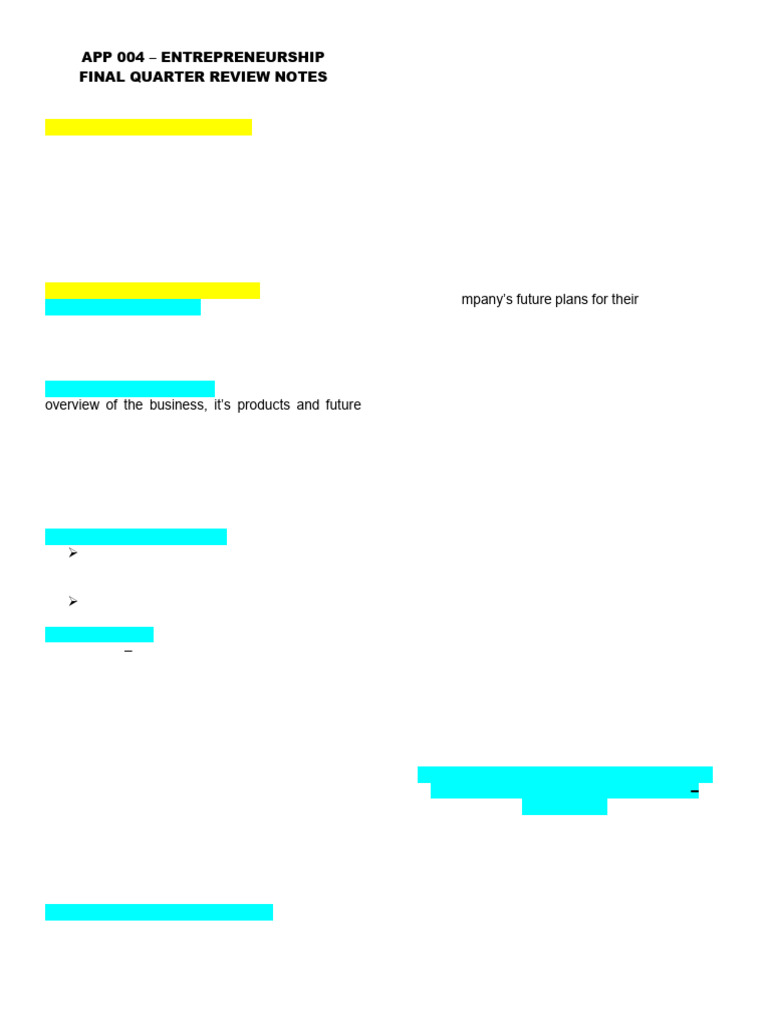 App 004 Final Quarter Review Notes | PDF | Revenue | Prices