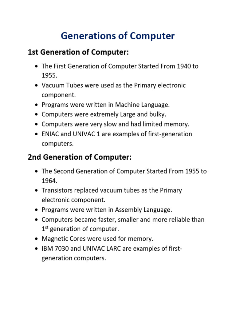 Generations of Computer | PDF