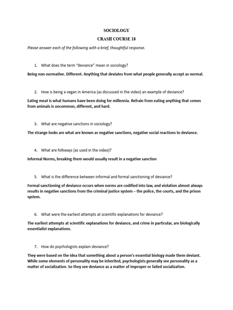 Understanding Deviance and Negative Sanctions | PDF | Deviance ...