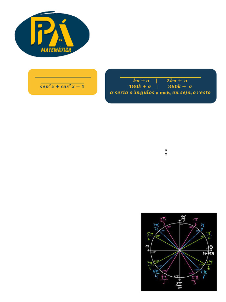Exercícios - Arcos trigonométricos notáveis e Relação fundamental da ...