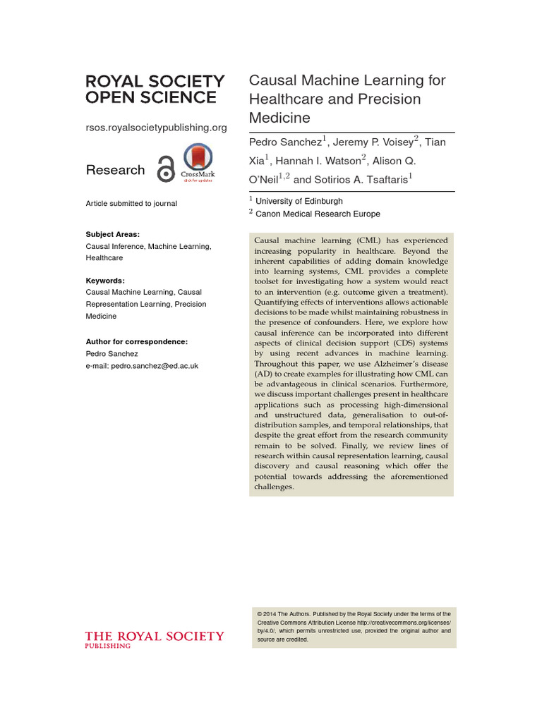 Causal Machine Learning For Healthcare and Precisi | PDF | Causality ...