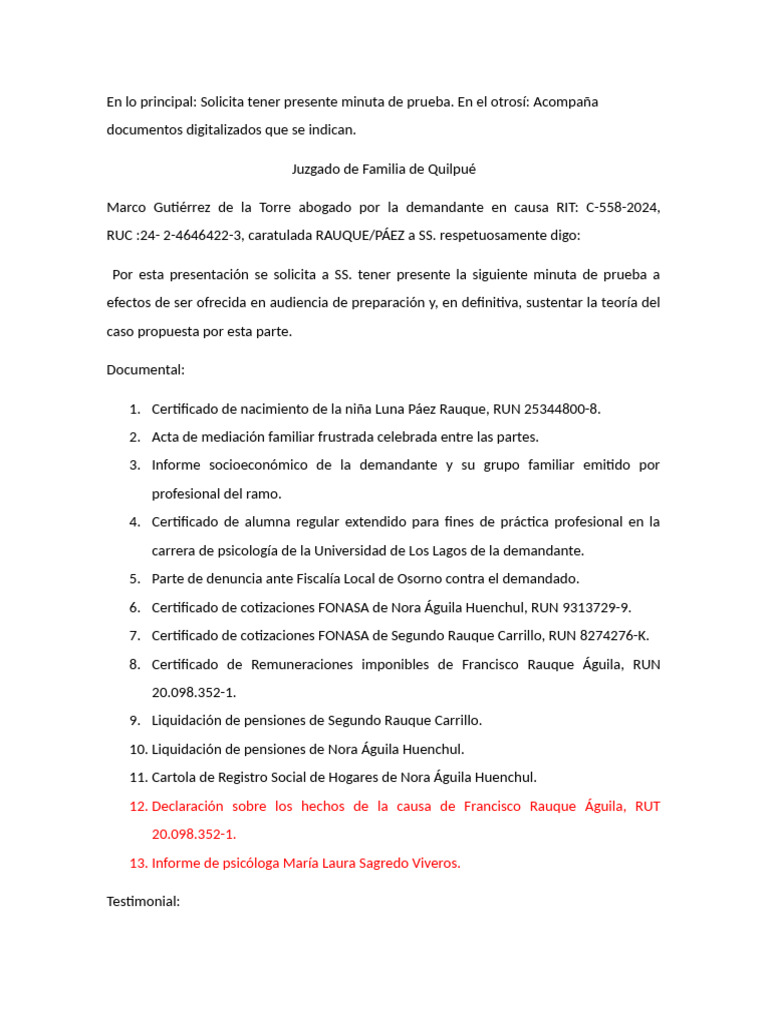 Acompaña minuta de prueba | PDF