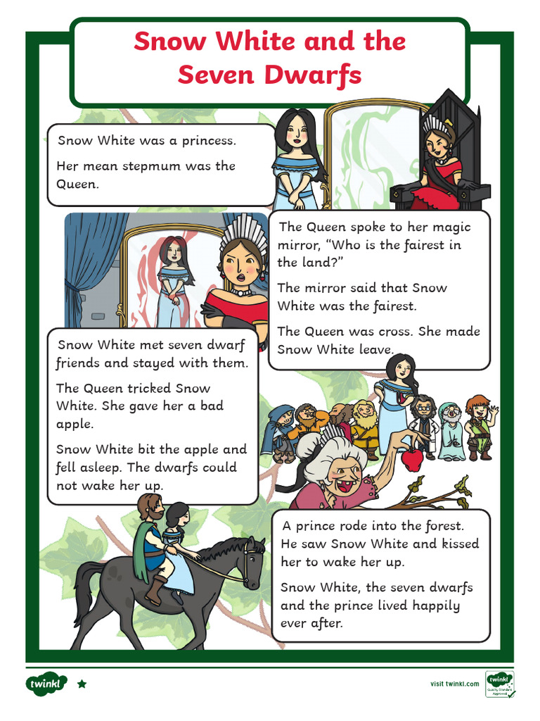 T e 1000 Ks1 Snow White and The Seven Dwarfs Differentiated Reading ...