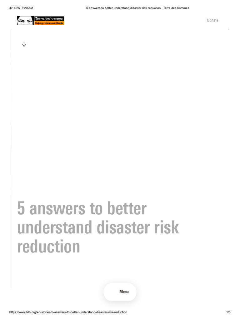 5 Answers To Better Understand Disaster Risk Reduction - Terre Des ...