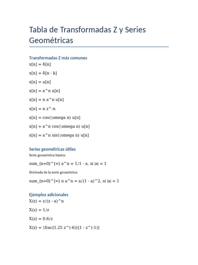 Transformadas Z Completo VisualEcuaciones | PDF