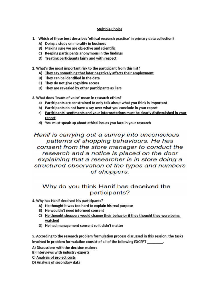 Multiple Choice Marketing Research | PDF | Sampling (Statistics ...