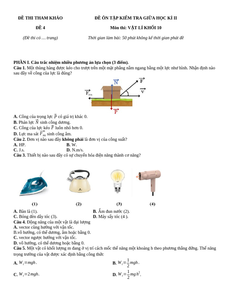ĐỀ 4 - GK2 LÝ 10 - FORM 2025 | PDF