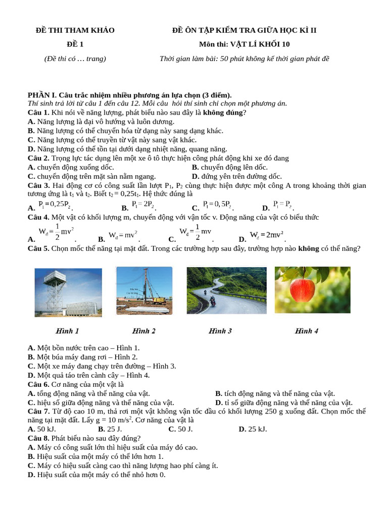 ĐỀ 1 - GK2 LÝ 10 - FORM 2025 | PDF