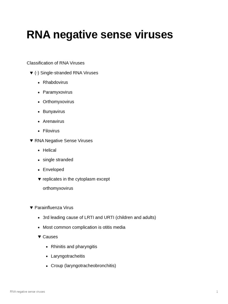 RNA Negative Sense Viruses | PDF | Rabies | Virus
