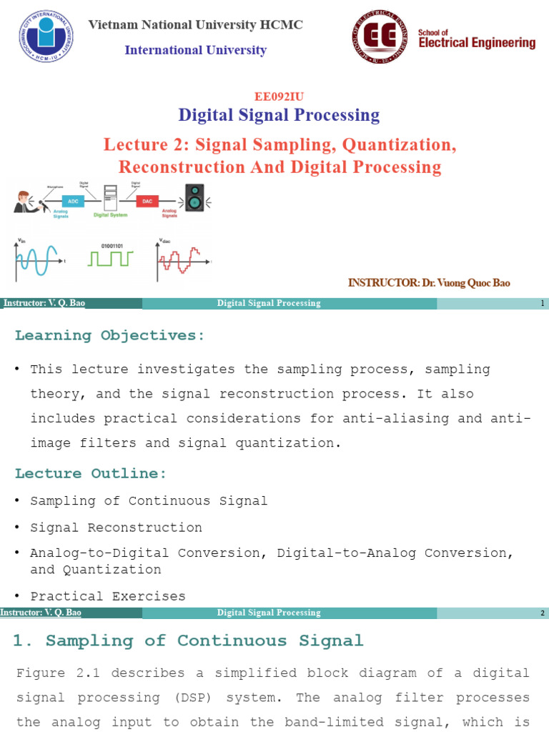 DSP VuongQuocBao Lecture 2 | PDF | Sampling (Signal Processing) | Digital Signal Processing