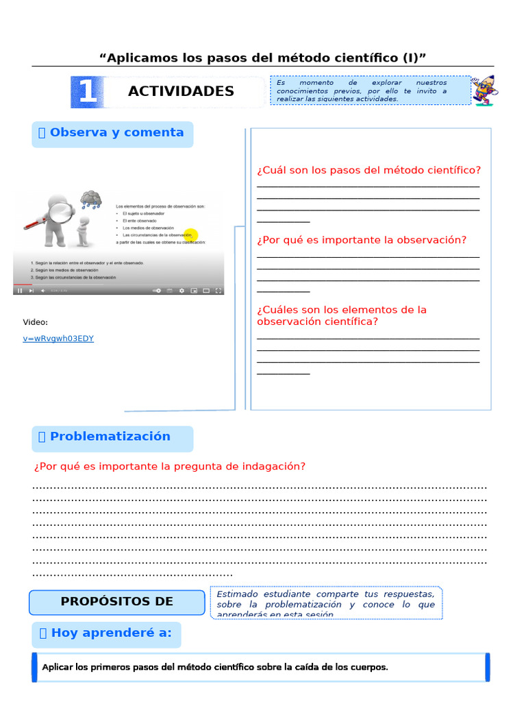 Aplicamos Los Pasos Del Método Científico (I) - CYT - 5° (3 ...