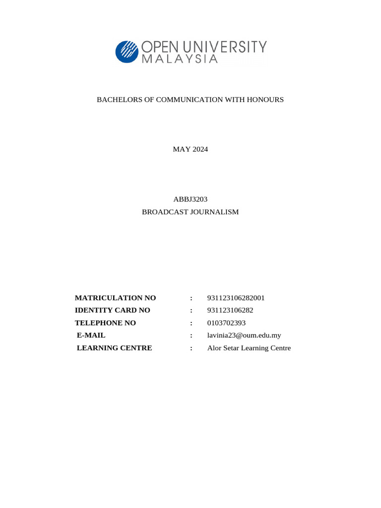 Broadcast Journalism Assignment | PDF | News | Analytics