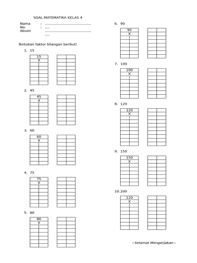 soal matematika 4 | PDF