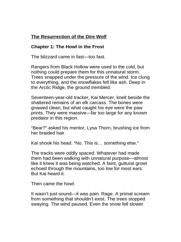 The Resurrection of The Dire Wolf | PDF