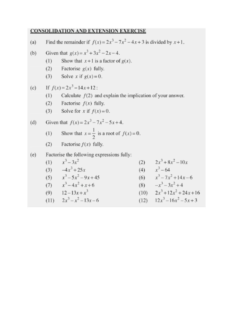 Grade 12 Cubic Polynomials Consolidation (02 April 2025) | PDF