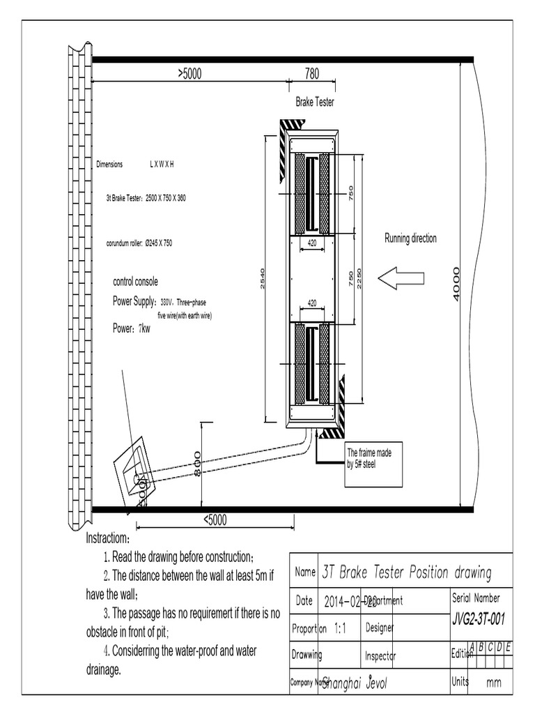 3T-2WD Brake Test Pit Drawing | PDF