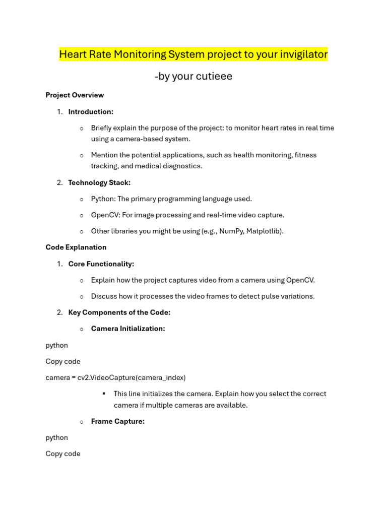 Heart Rate Monitoring System Overview | PDF | Heart Rate | Video