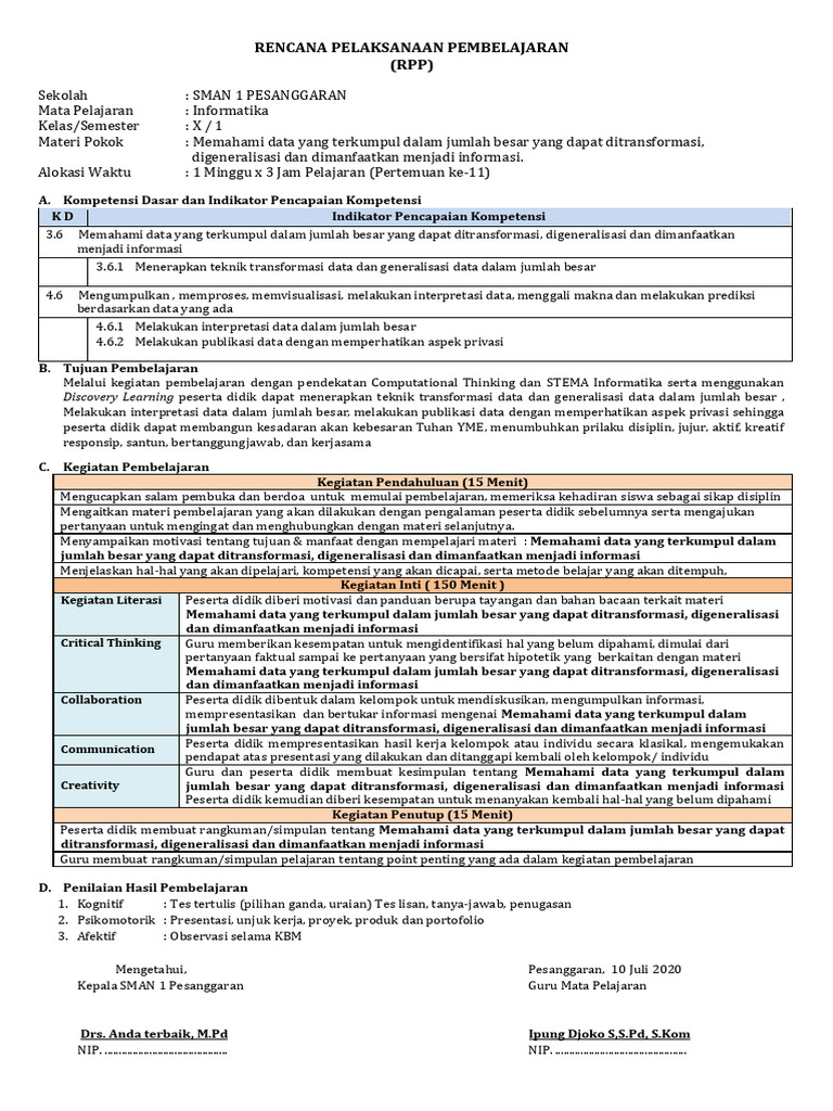 Contoh RPP Ad1 | PDF