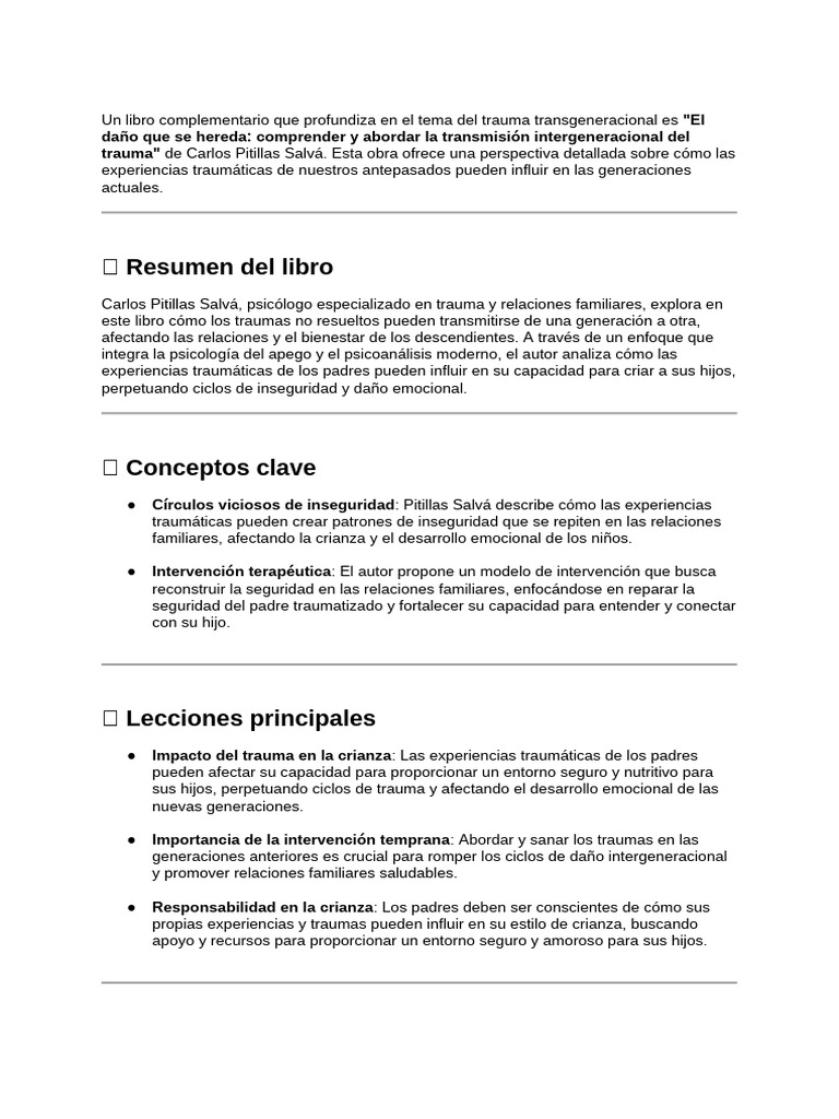 El Daño Que Se Hereda - Comprender y Abordar La Transmisión ...