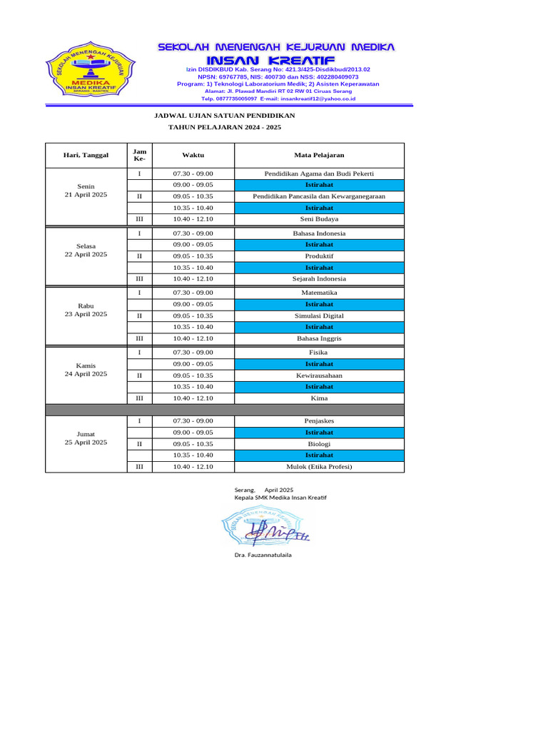 Jadwal USP 2025 | PDF