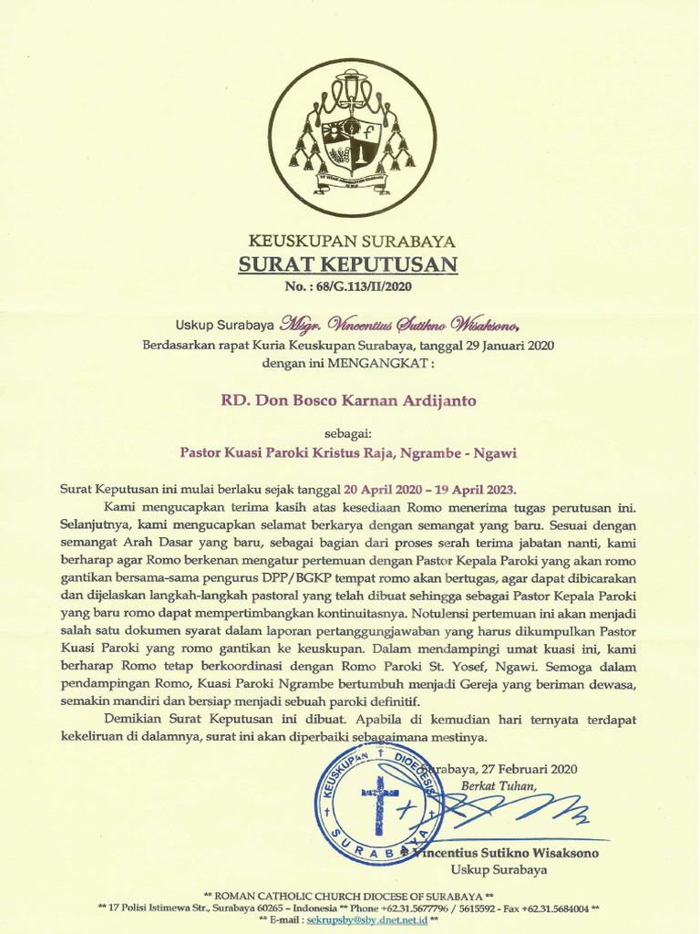 (Rm. Karnan) SK PASTOR KUASI PAROKI 2020 - 2023 | PDF