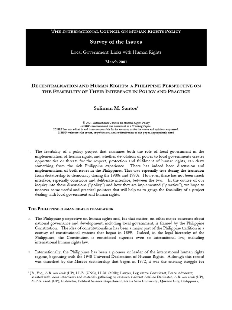 Philippine Local Government and Human Rights | PDF | Human Rights ...