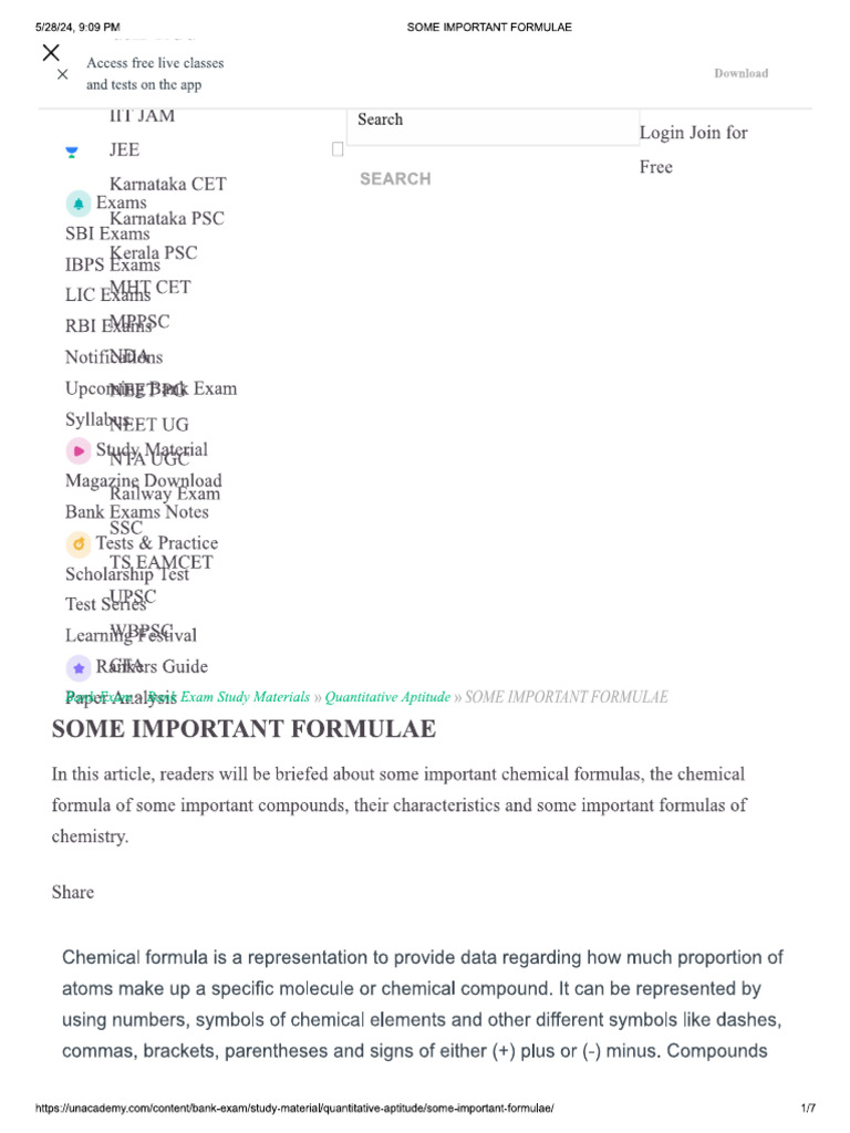 Chemical Formulae | PDF