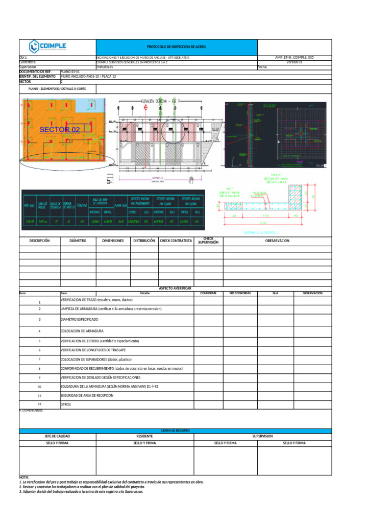 Protocolo #04 Habilitacion y Colocacion de Acero An01-10 | PDF