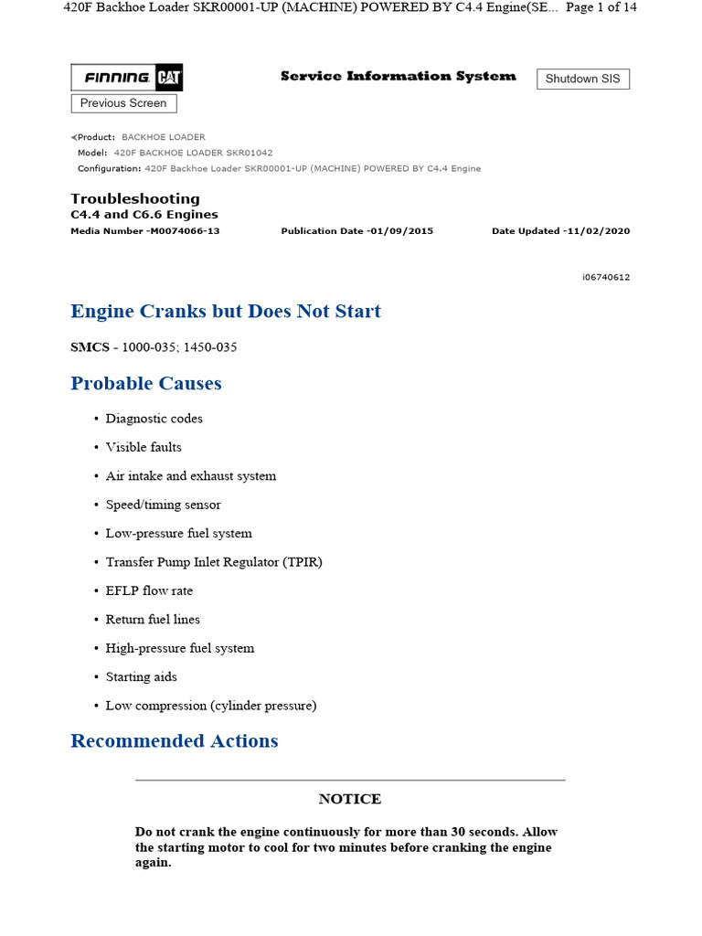 Troubleshooting C4.4 Engine Start Issues | PDF | Engines | Mechanical ...