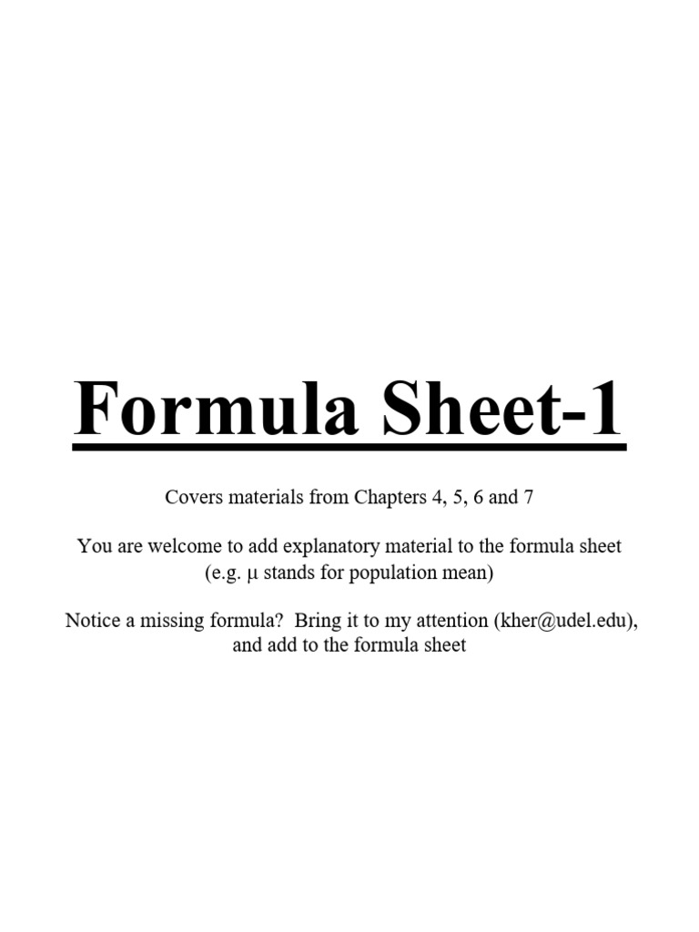Formula_Sheet_1-2 | PDF | Normal Distribution | Probability Distribution