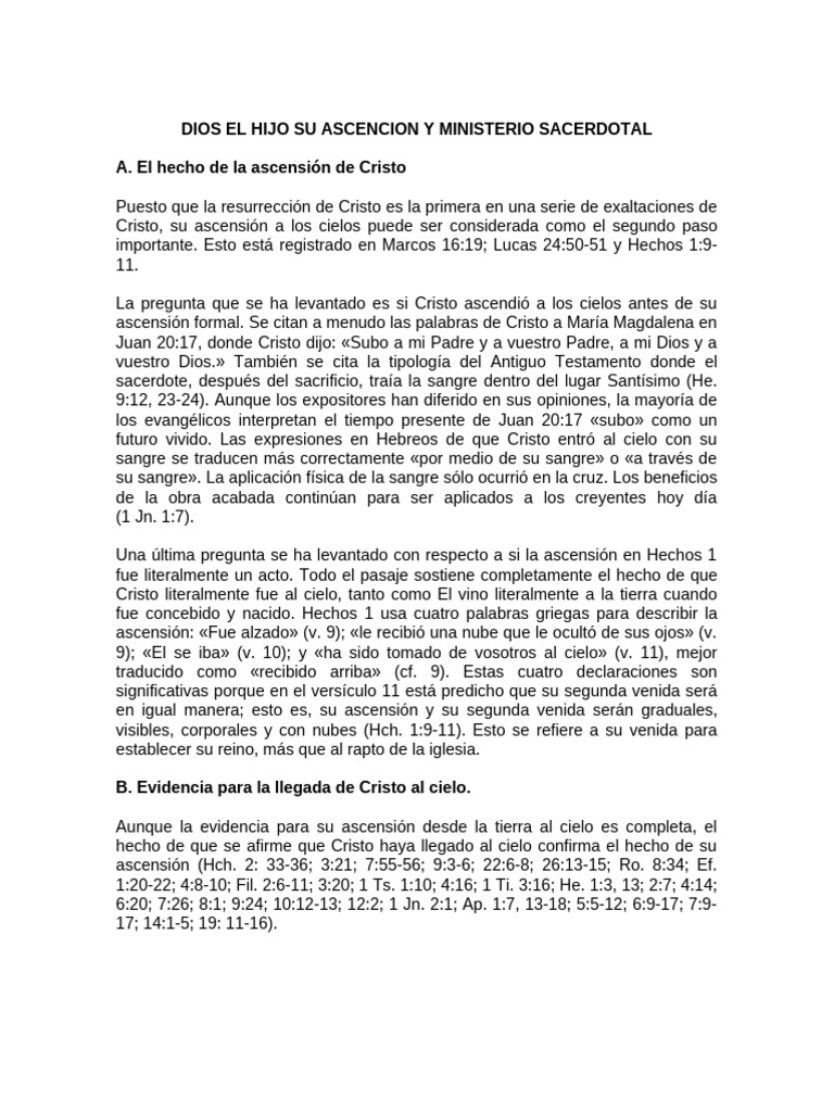 Dios El Hijo Su Ascencion y Ministerio Sacerdotal | PDF | Ascension de ...
