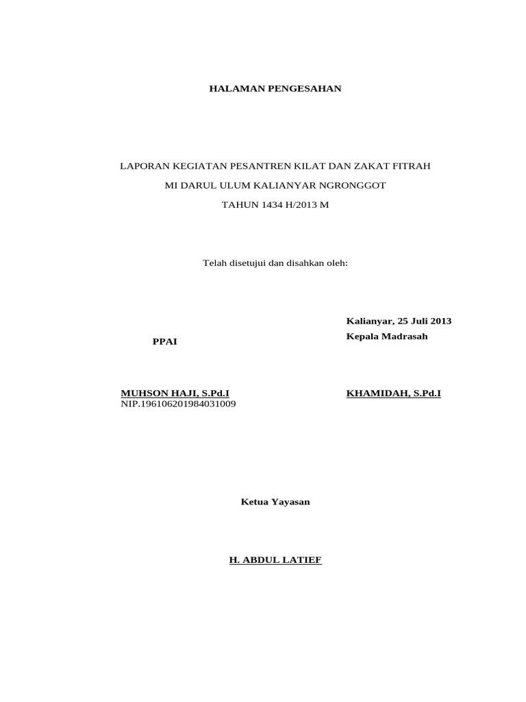 Halaman Pengesahan | PDF