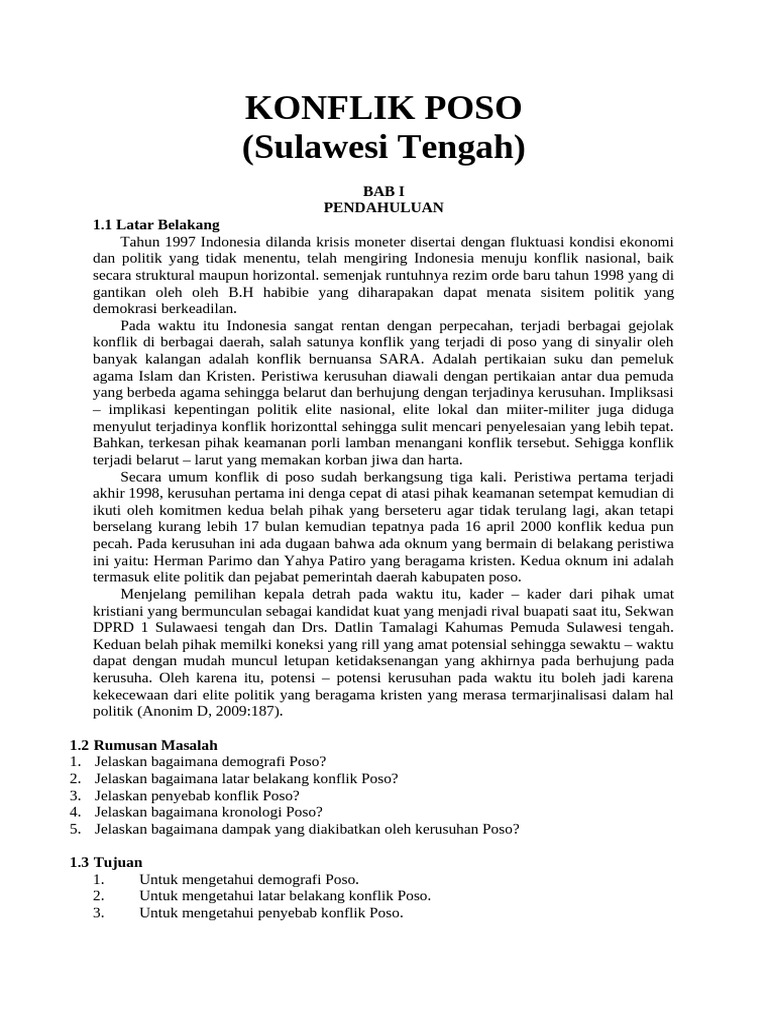 KONFLIK POSO Sulawesi Tengah | PDF