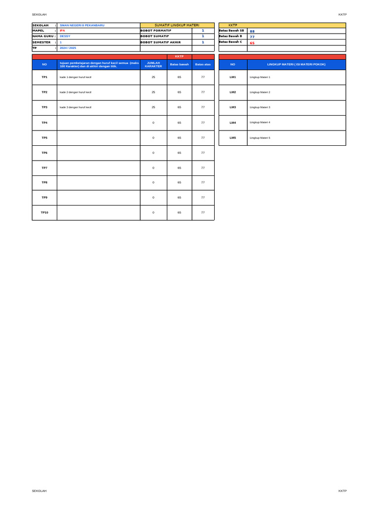 @Daftar Nilai x Smt 1 2024-2025 Ok | PDF
