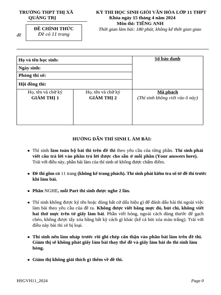 HSG 11 - 2024 - Final | PDF