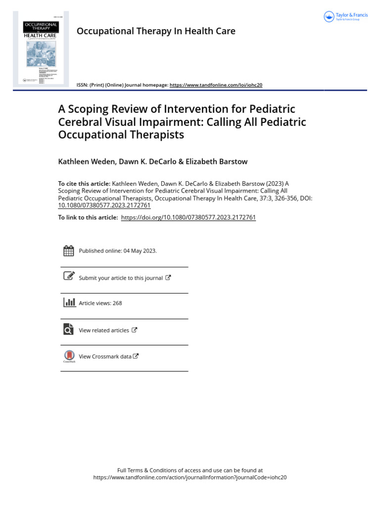 A Scoping Review of Intervention For Pediatric Cerebral Visual ...